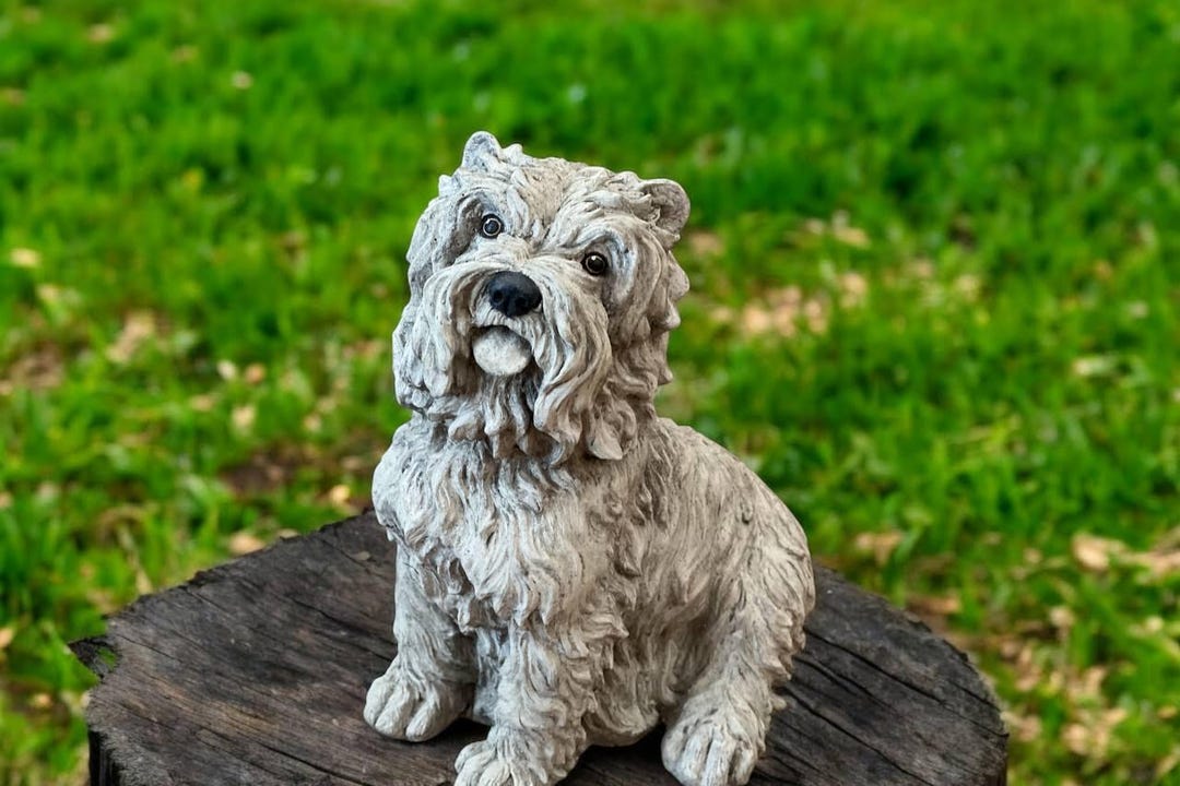Stone Maltese Dog | Sitting Maltese Figure 12" | Concrete Dog Statue ...