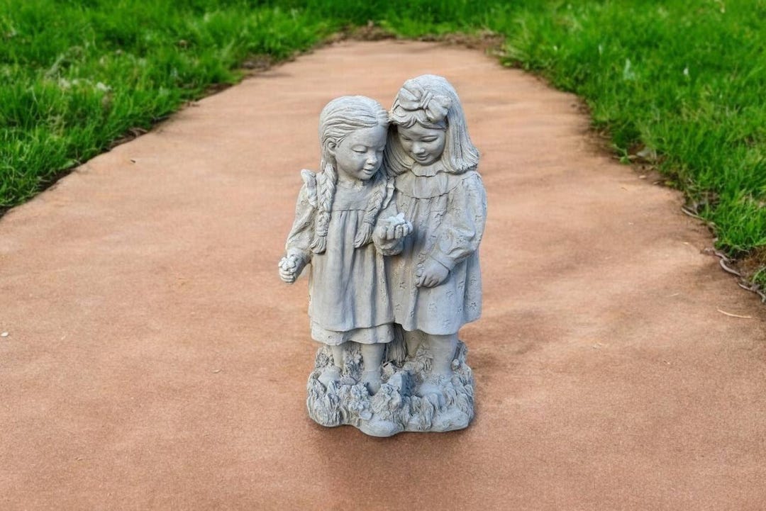 Concrete Girls Massive Figurine | Standing Two Girls With Butterfly ...