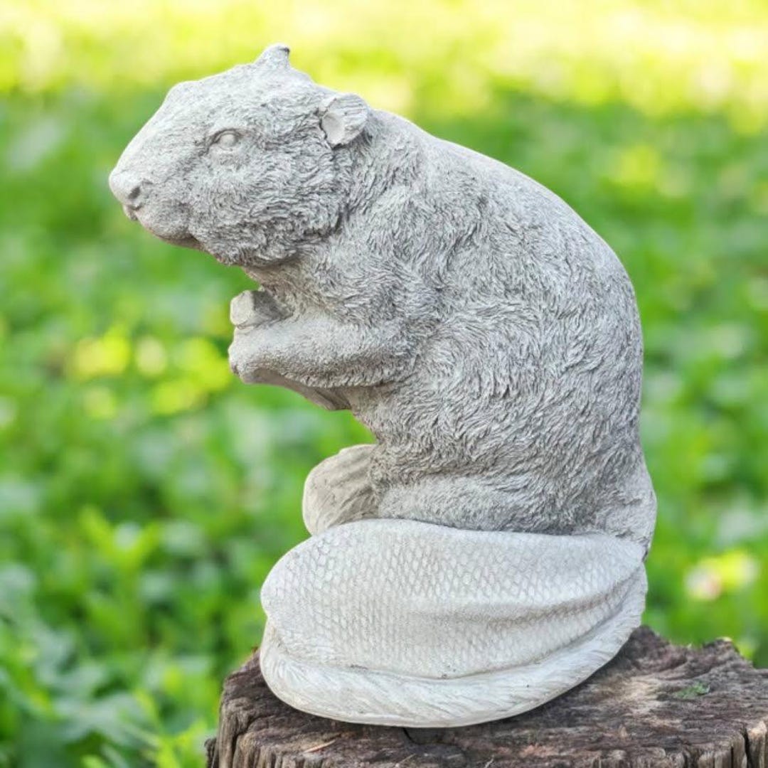 Small Beaver Figurine | Concrete Animal Statue 11" | Beaver Decor ...