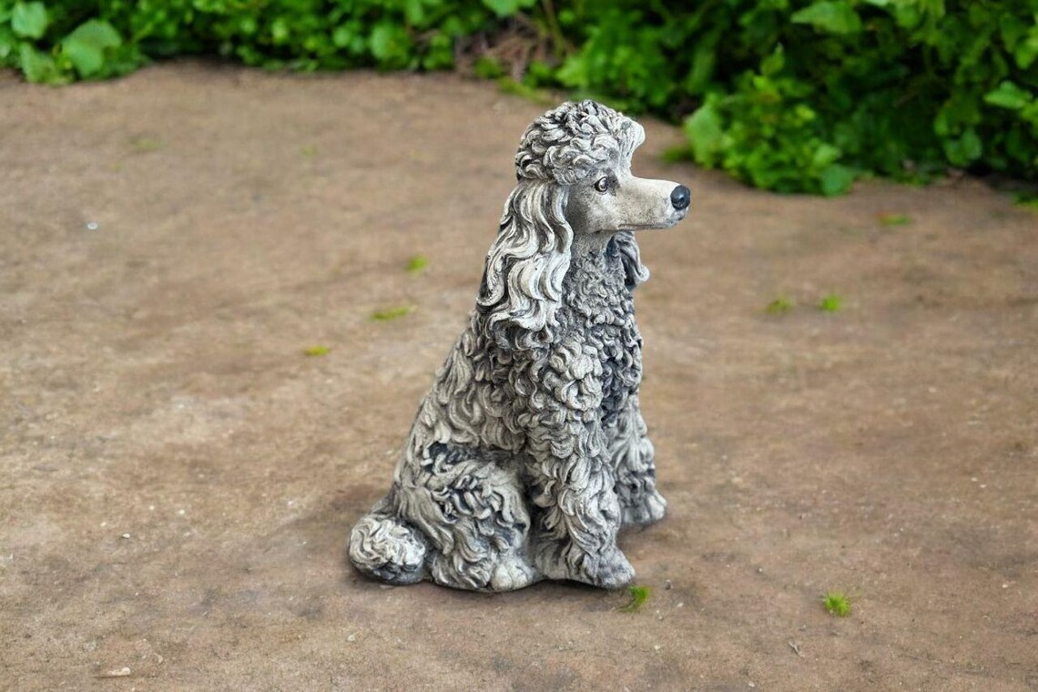 Large Poodle Concrete Statue Realistic French Poodle Memorial Figure 14 ...