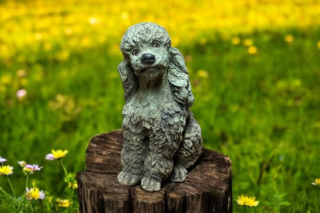 Small Poodle Dog | Sitting Poodle Figurine 11" | Dog Lover Gift ...
