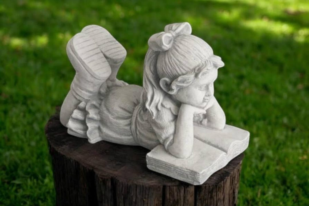 Laying Girl Statue | Concrete Girl With Book 13" | Realistic Girl ...