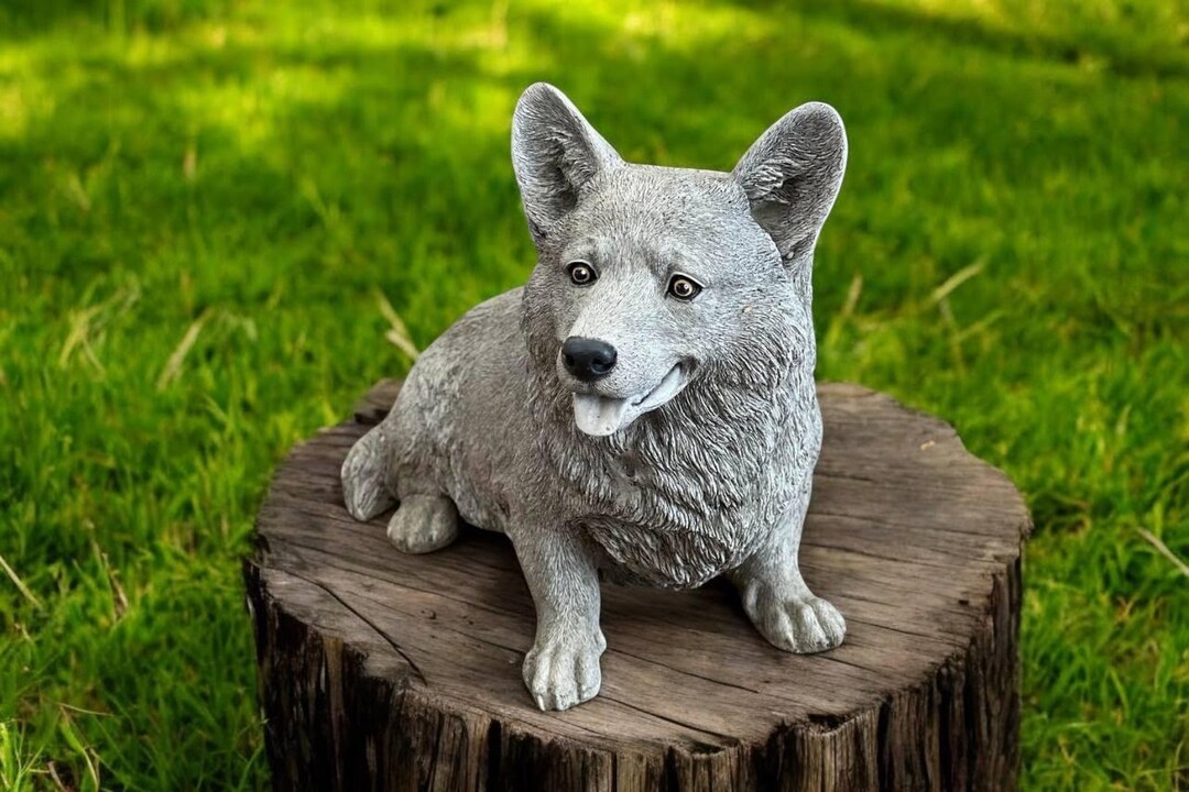 Large Corgi Dog | Concrete Corgi Figurine 13" | Dog Loss Statue | Stone ...