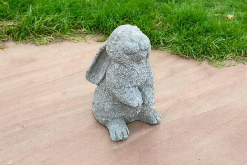 Stone Little Rabbit | Standing Rabbit Figurine 7" | Rabbit Outdoor ...