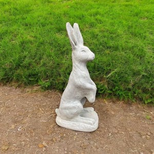 Stone Rabbit Statue | Massive Standing Hare 28" | Wild Rabbit Figure ...