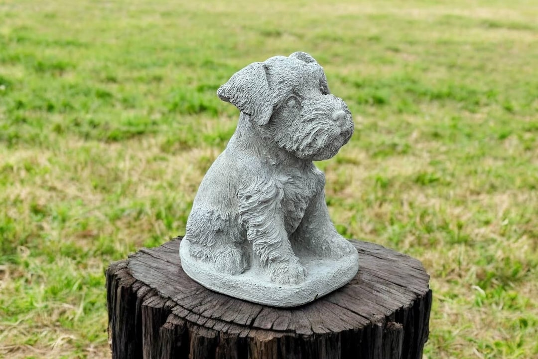 Schnauzer Puppy Sculpture | Concrete Schnauzer on Base 8" | Dog Loss ...