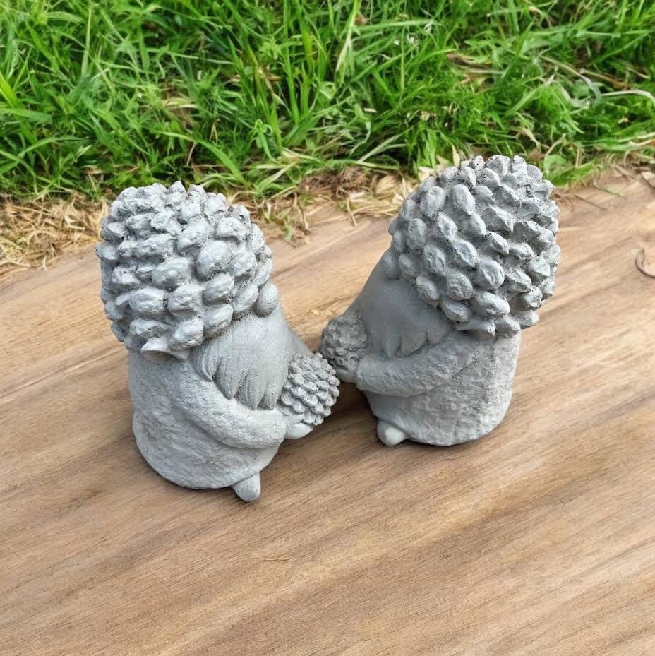 Two Pinecone Gnomes | Stone Gnome Statue 5" | Concrete Pinecone ...