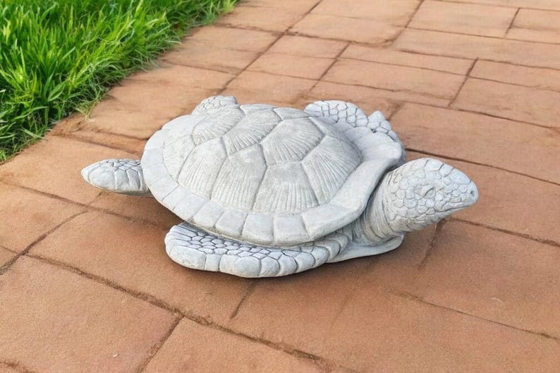 Concrete Sea Turtle Western Figurine | Detailed Marine Animal Statue ...