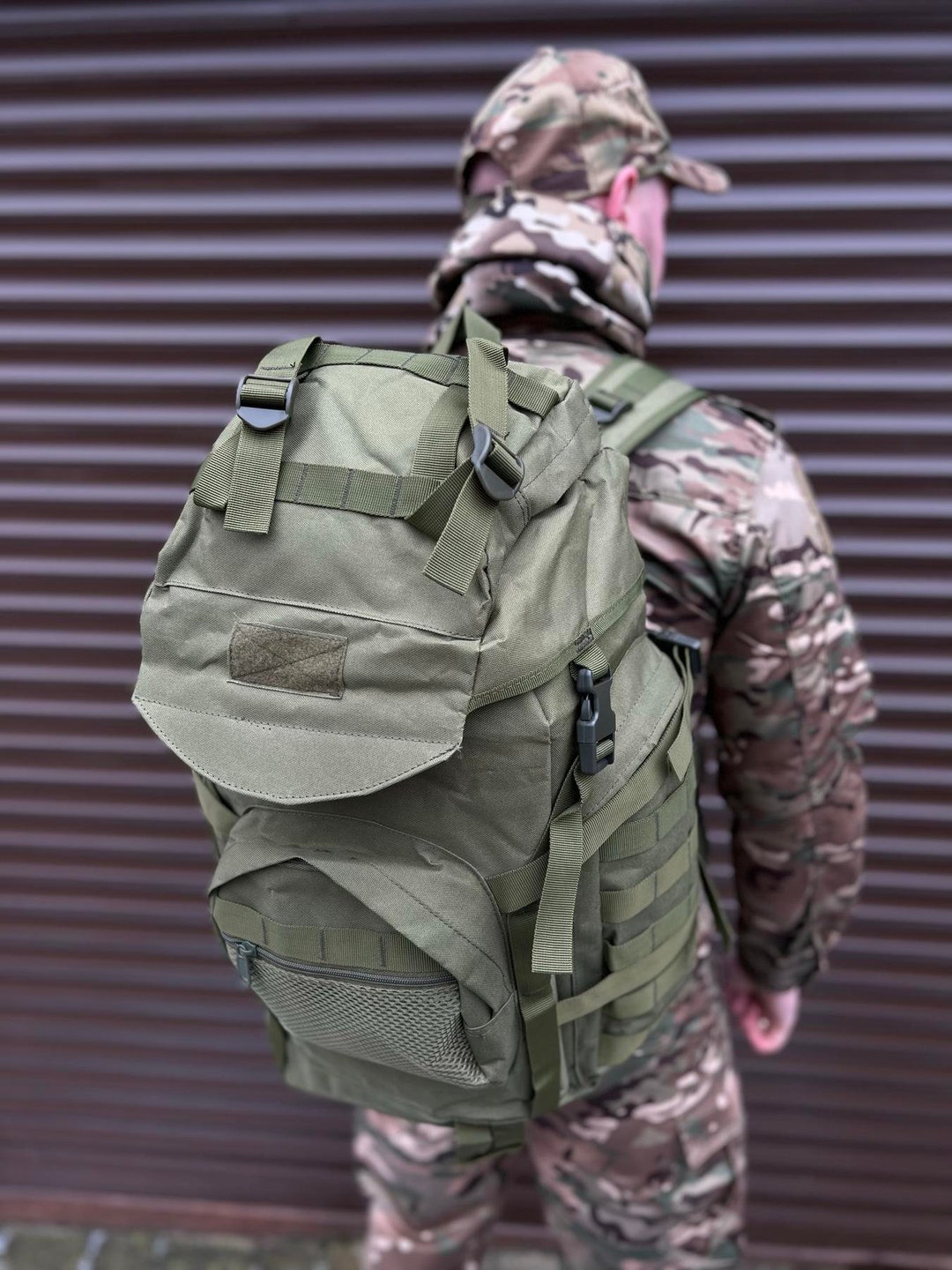 Tactical Backpack With Army Camouflage Parachute Deploy Out Bag OD ...