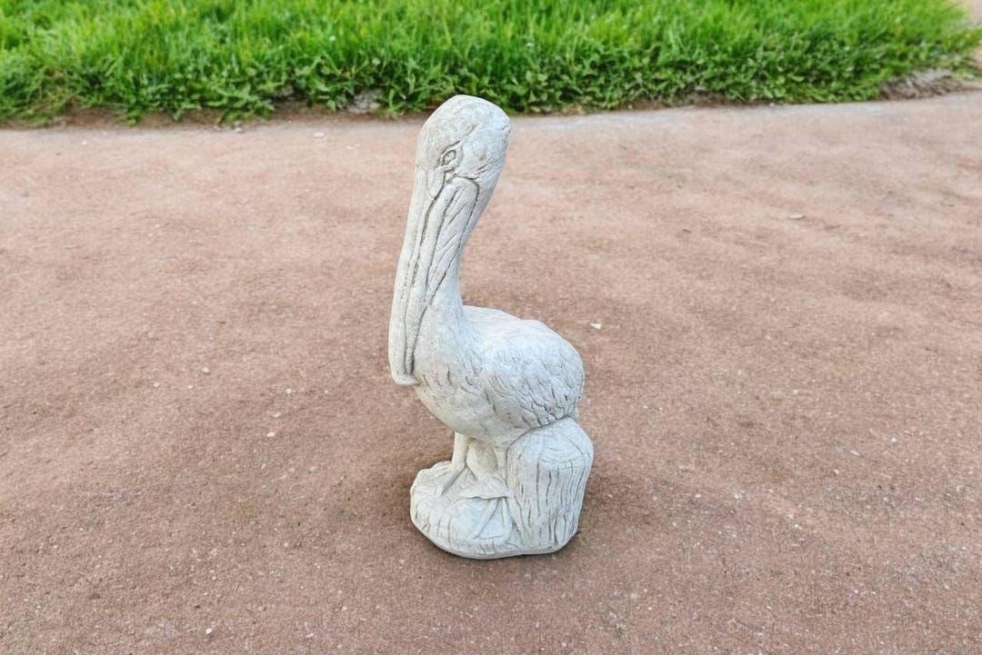 Stone Pelican Bird | Bird Yard Figure | Large Pelican 21" | Concrete ...