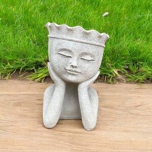 Concrete Nymph Girl | Outdoor Plant Pot 10'' | Girl Bust Planter ...