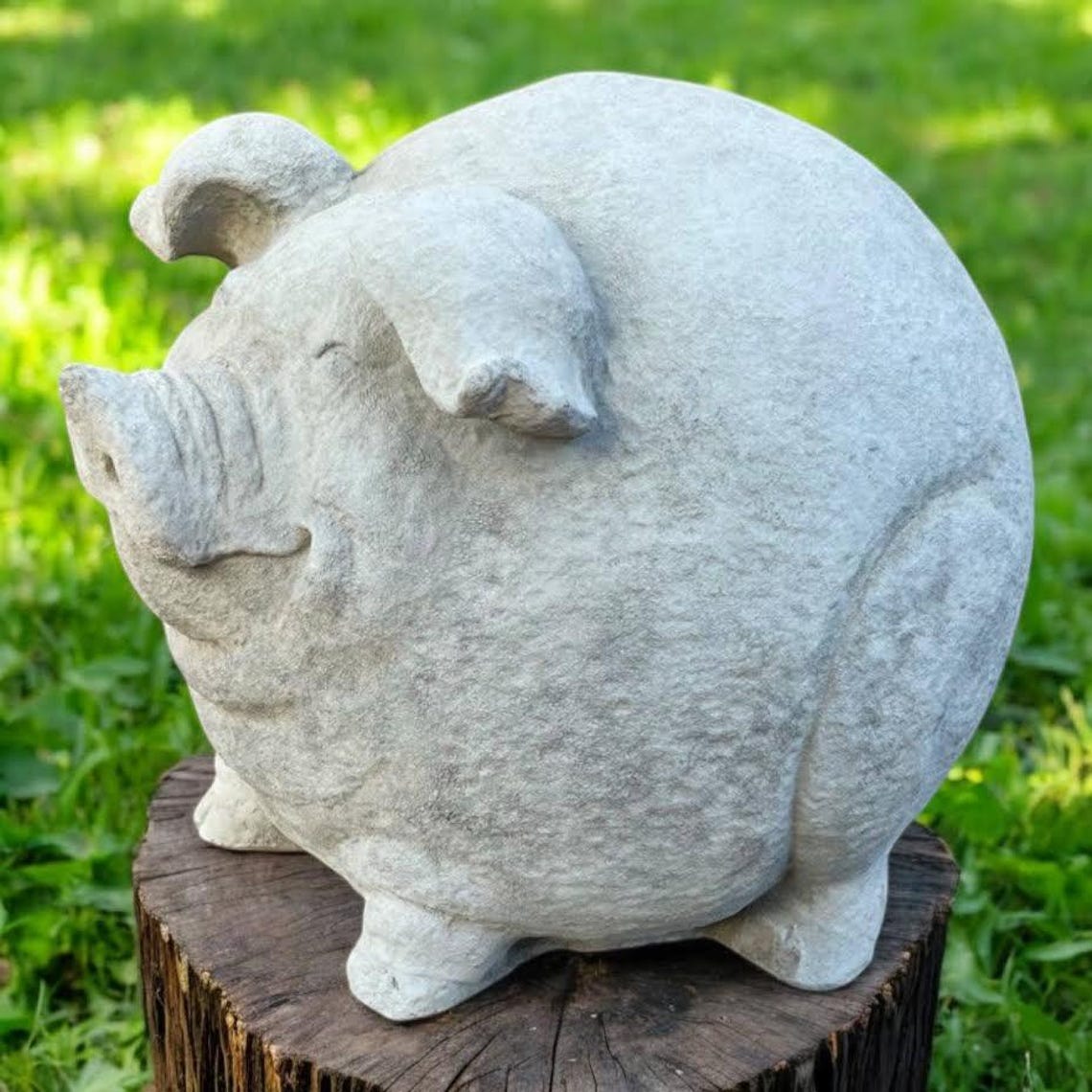 Fat Pig Statue | Massive Farm Anima 10" | Bubba Pig Art | Stone Farm ...