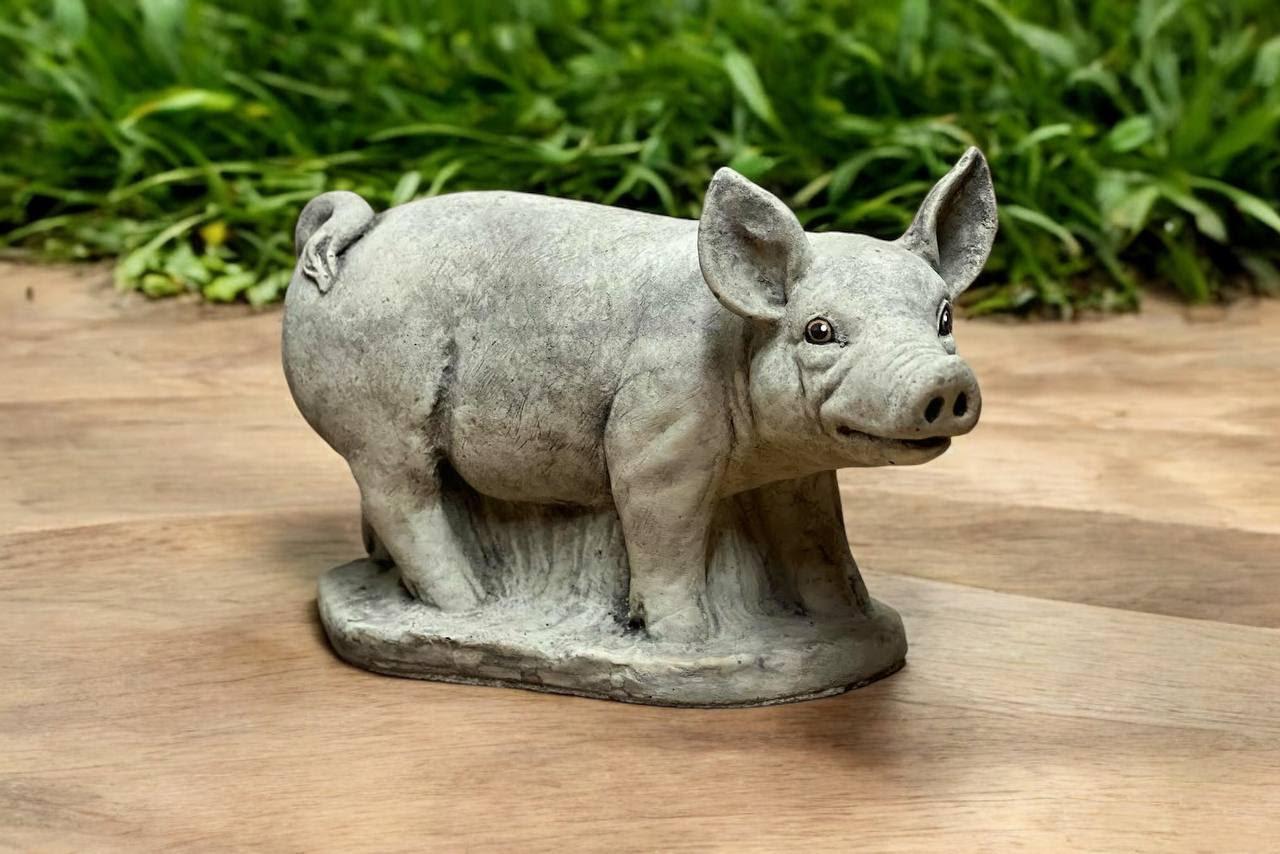 Concrete Standing Piglet Statue | Stone Farmhouse Pig Animal Figure 8 ...