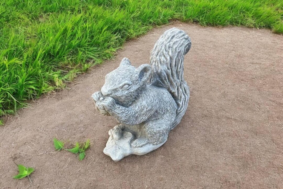 Stone Squirrel Figure | Animal Statue | Squirrel Eating Acorn 8 ...