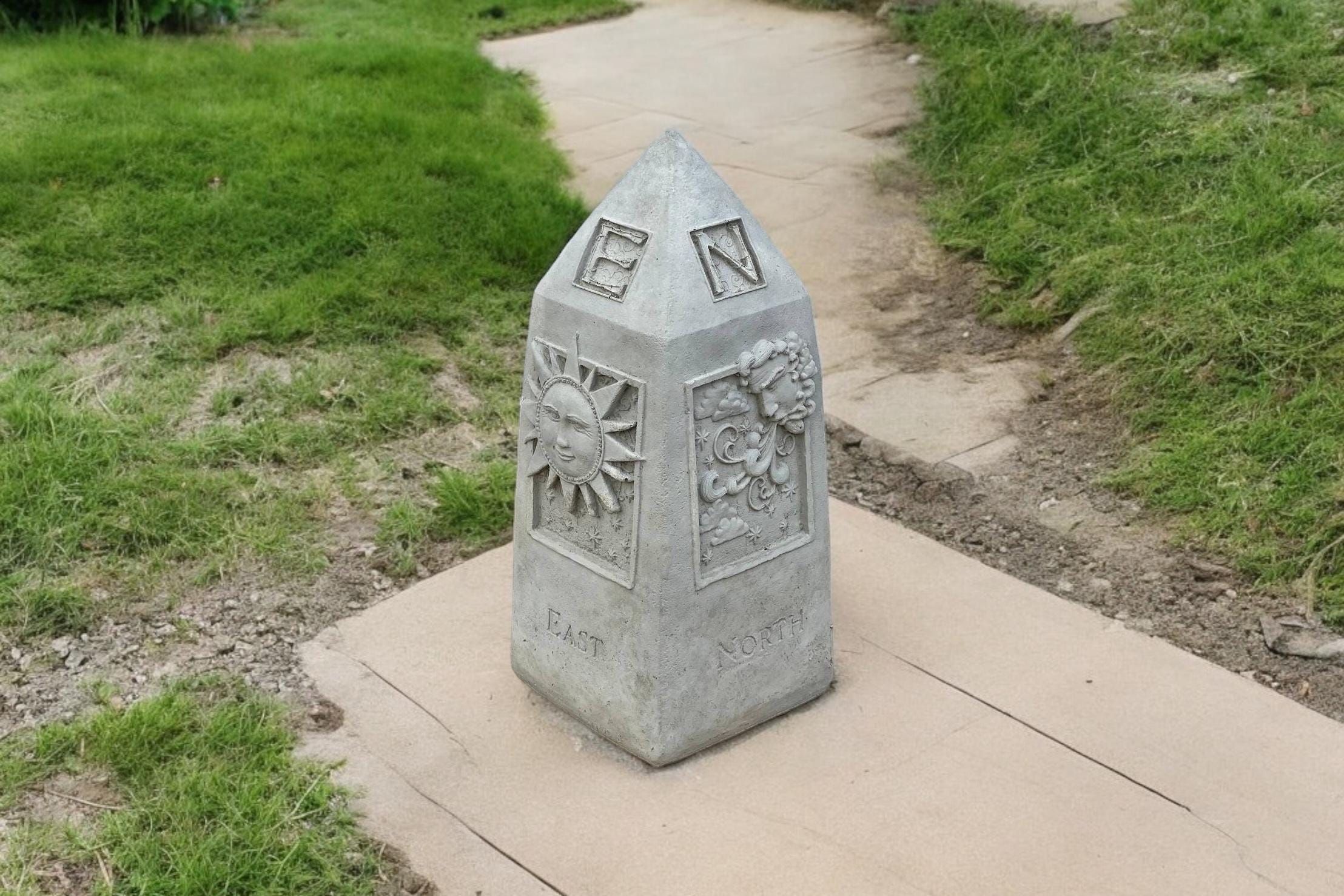 Massive Directional Marker Statue | Seasonal Rock Figure 18" | Garden ...