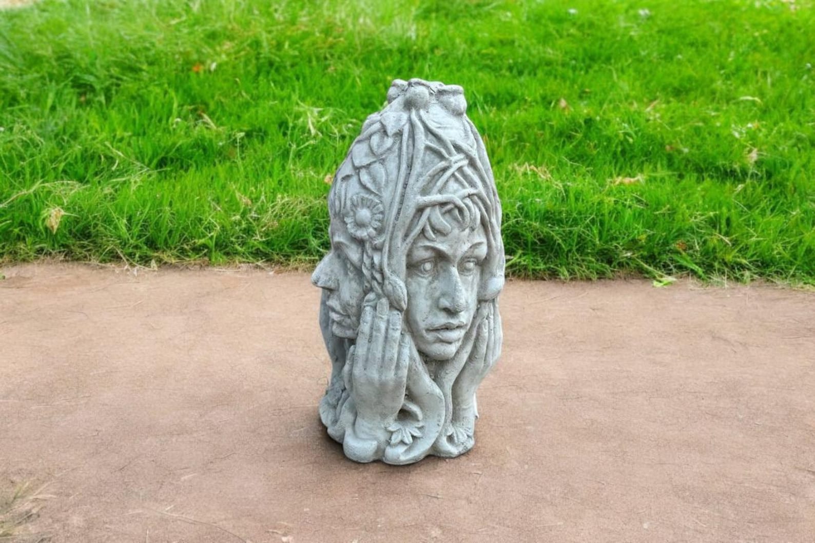 Stone Rock Figure With Seasons | Four Sides of the World 10" | Concrete ...