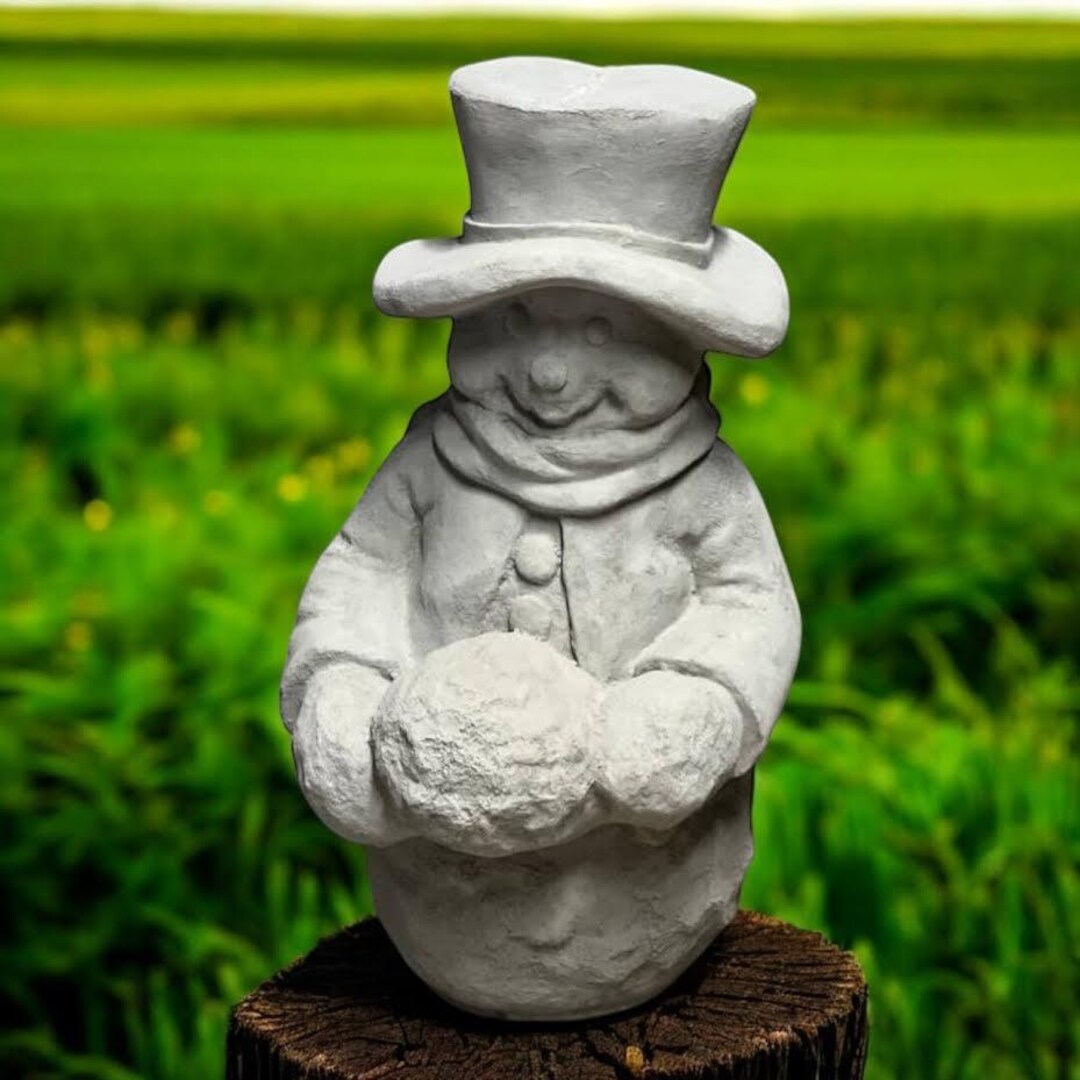Snowman With Snowball | Concrete Snowman 16" | Winter Decor | Large ...