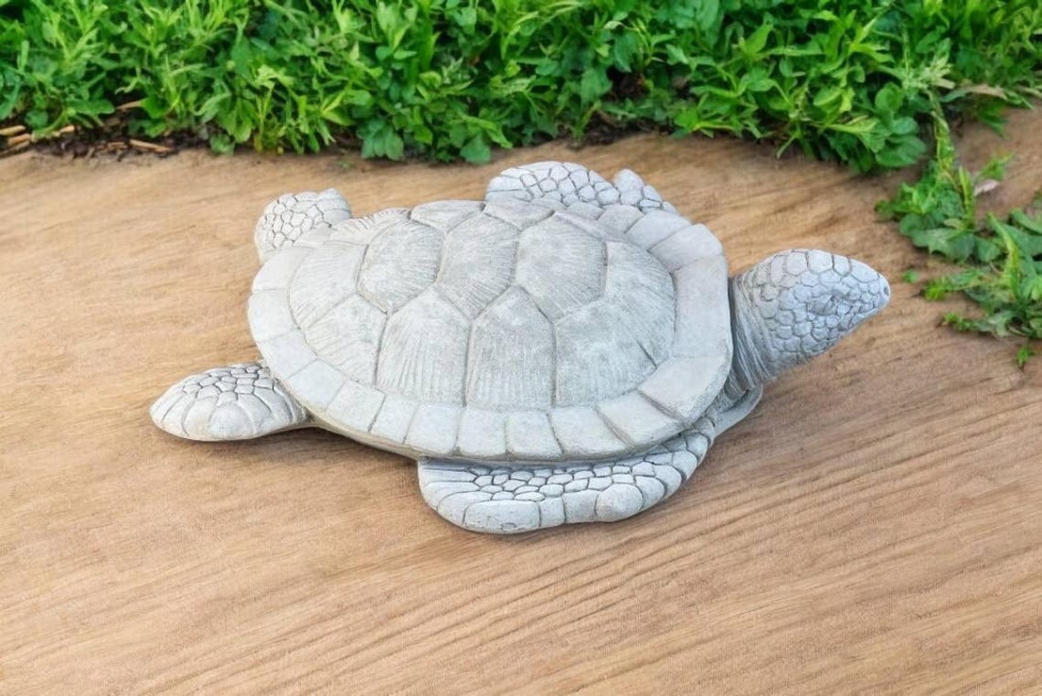 Concrete Sea Turtle Western Figurine | Detailed Marine Animal Statue ...