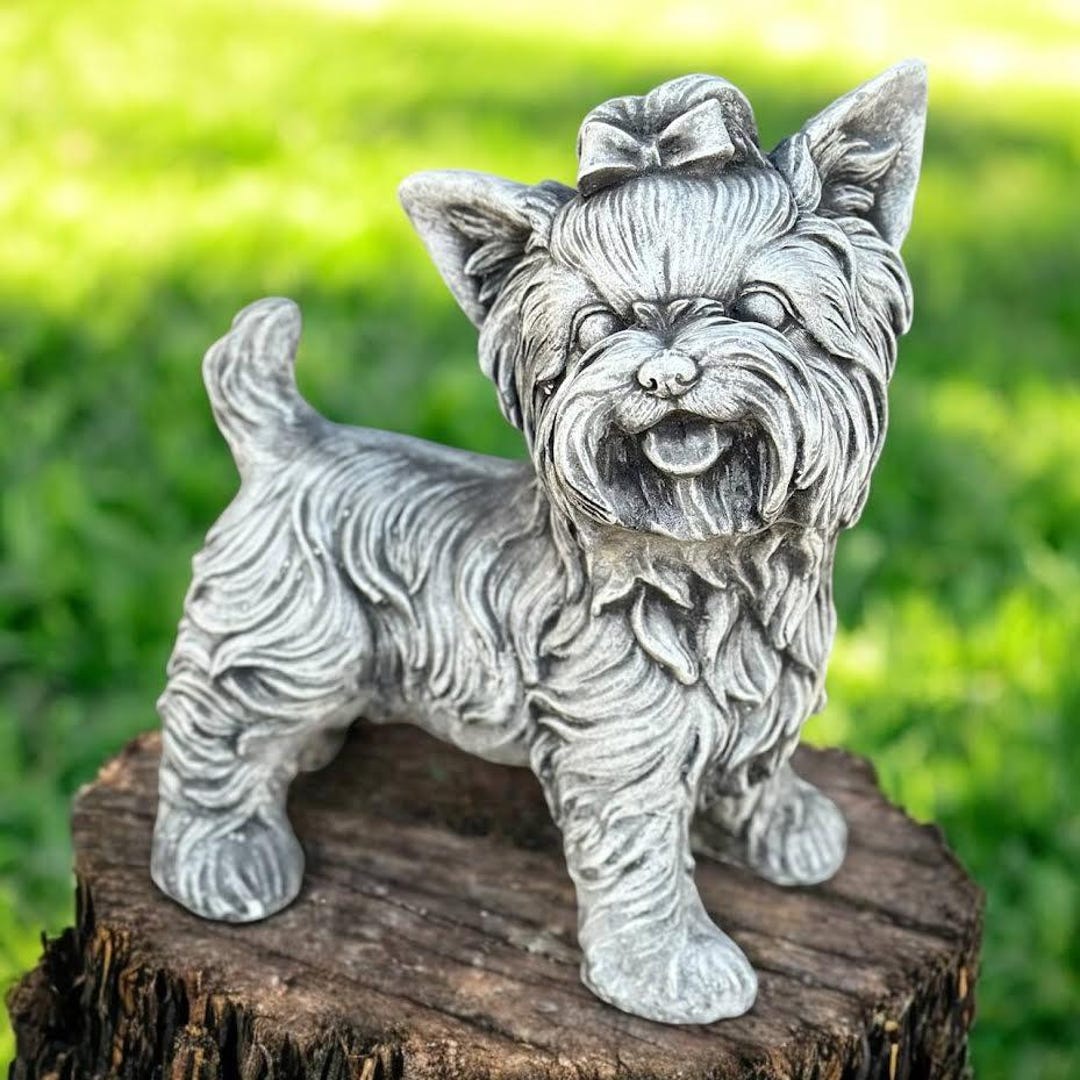Painted Yorkie Puppy | Stone Yorkie Sculpture 10" | Dog Loss Gift | Pet ...