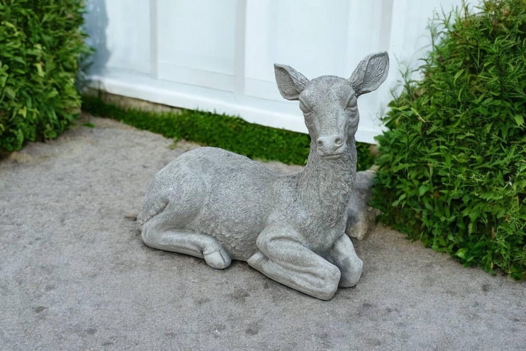 Concrete Fawn Massive Figure | Detailed Deer Backayrd Statue 14 ...