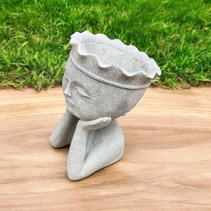 Concrete Nymph Girl | Outdoor Plant Pot 10'' | Girl Bust Planter ...