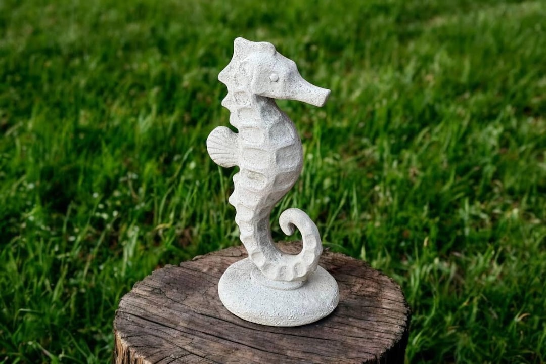 Seahorse Statue | Stone Seahorse on Base 15" | Yard Animal Ornament ...