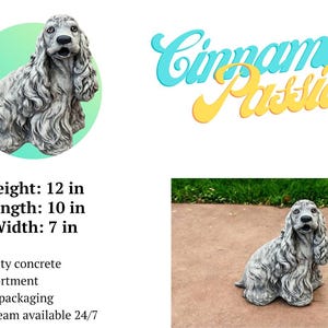 Cocker Spaniel Memorial Statue | Spaniel Dog Yard Figurine 12" | Garden ...