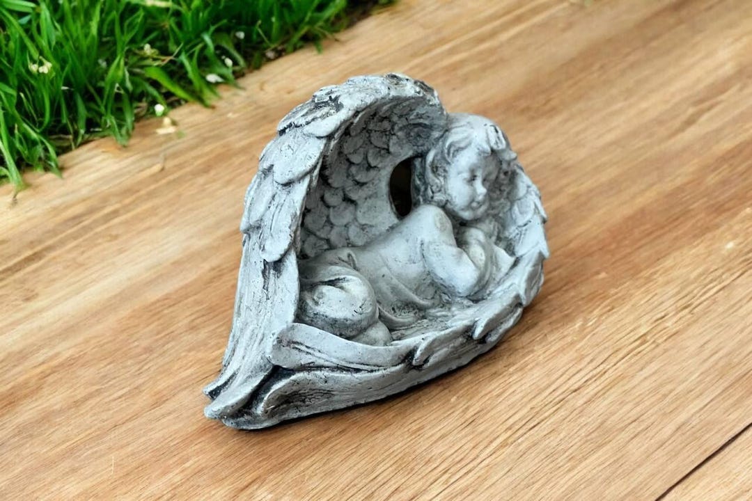 Sleeping Angel Figure | Stone Baby Angel 5" | Concrete Cherub Statue ...