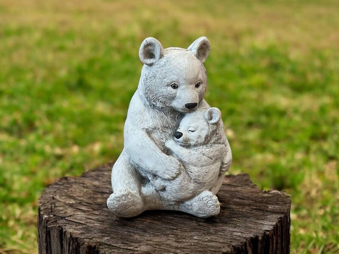 Stone Bears Statue | Sitting Bear Mother and Child 8" | Two Forest ...