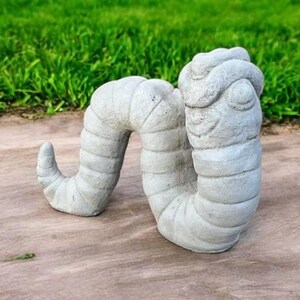 Concrete Worm Figure for Yard | Lawn Cowboy Worm Statue 8" | Garden ...