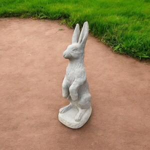 Stone Rabbit Statue | Massive Standing Hare 28" | Wild Rabbit Figure ...