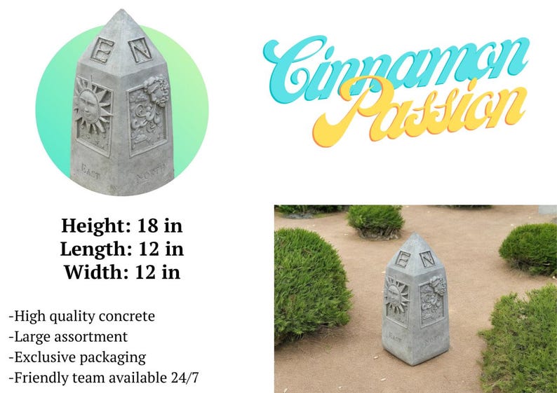 Massive Directional Marker Statue | Seasonal Rock Figure 18" | Garden ...