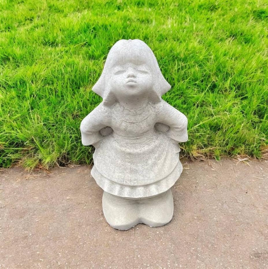 Stone Girl Figure | Standing Dutch Girl 21" | Yard Child Statue ...