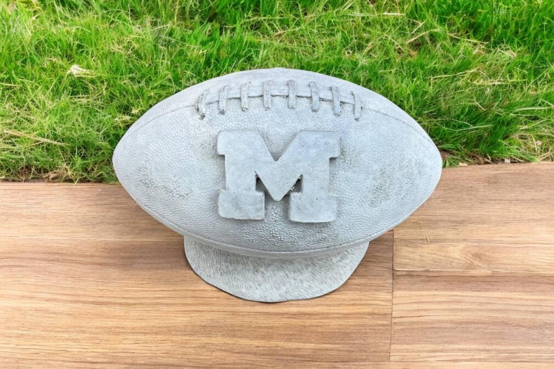 Ball Figurine on Base | Concrete Football Ball Sculpture 7 " | Michigan ...