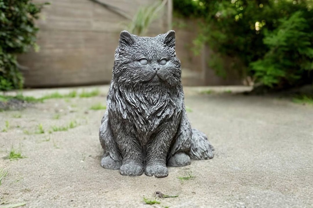 Sitting Persian Cat Memorial Statue 6" | Garden Decorations | Outdoor ...