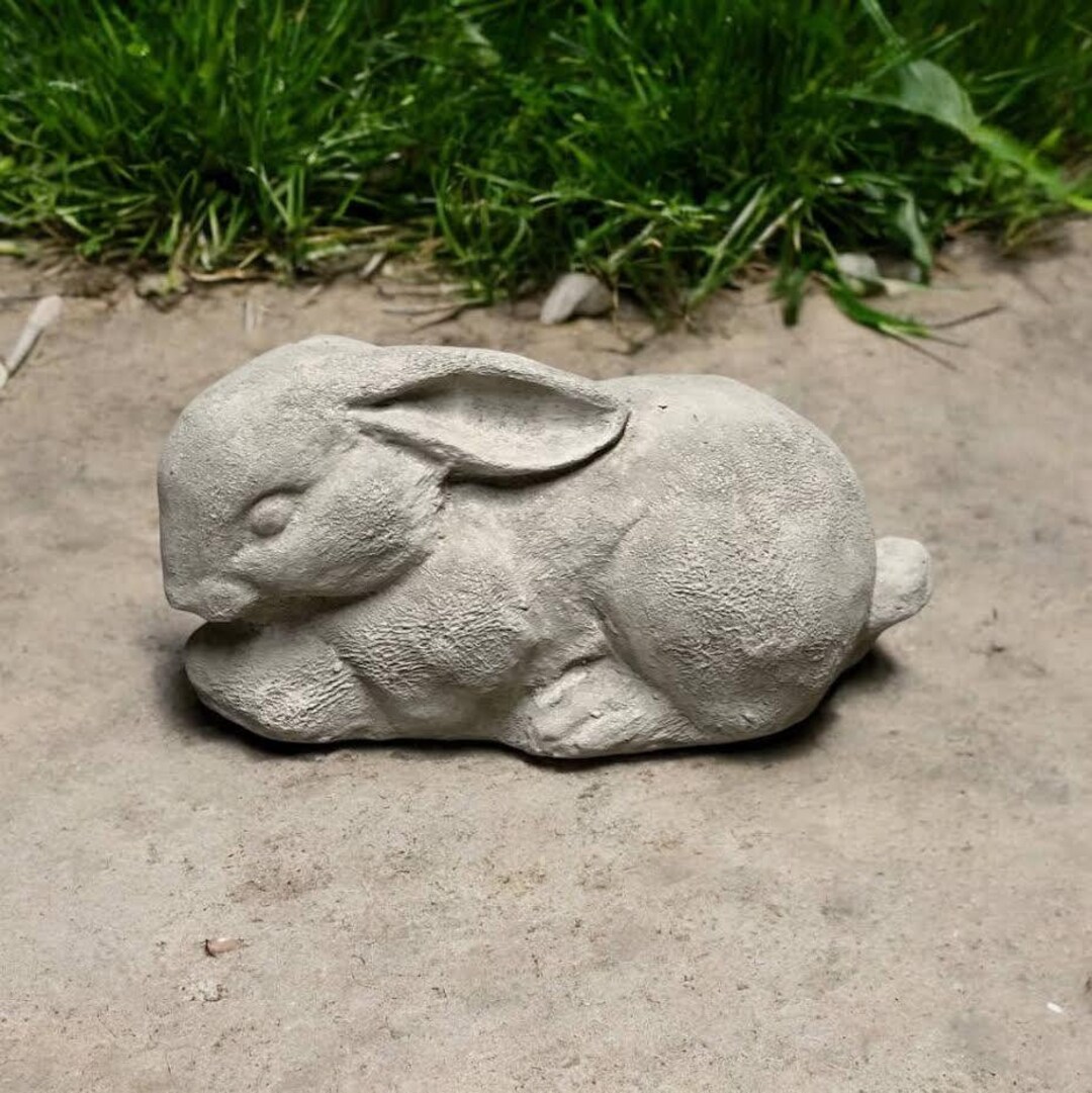 Bunny Figurine | Concrete Rabbit Statue 3" | Animal Garden Decor ...