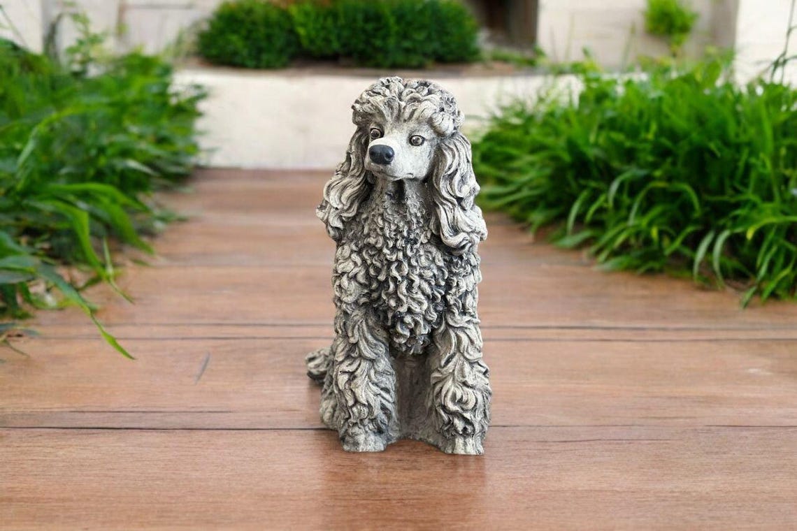 Large Poodle Concrete Statue Realistic French Poodle Memorial Figure 14 ...