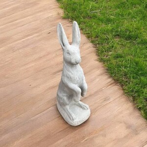 Stone Rabbit Statue | Massive Standing Hare 28" | Wild Rabbit Figure ...