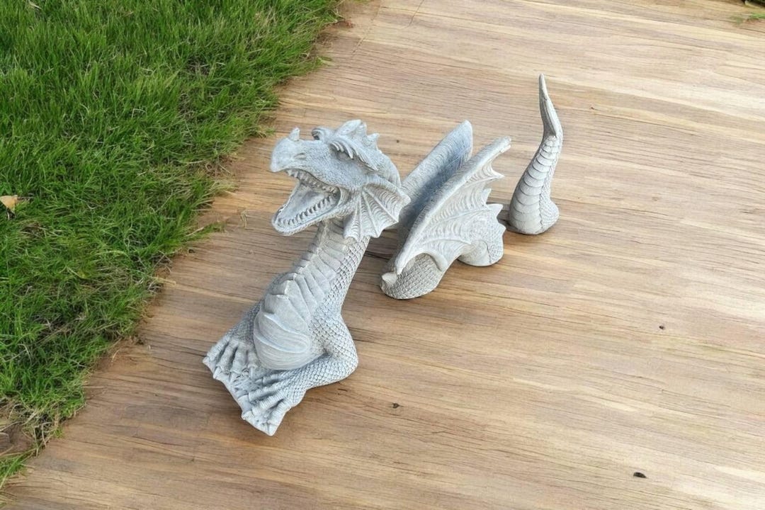 Outdoor Dragon Statue | Stone Dragon Figure 10" | Dragon Home Decor ...