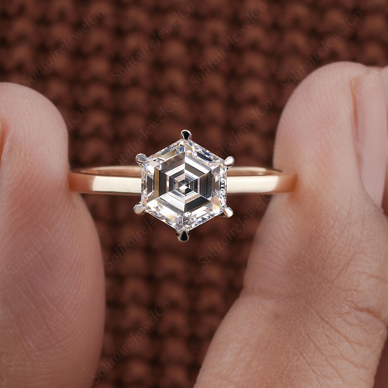 Hexagon Engagement Ring - Etsy