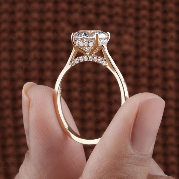 Cathedral Setting Round Engagement Ring - Etsy