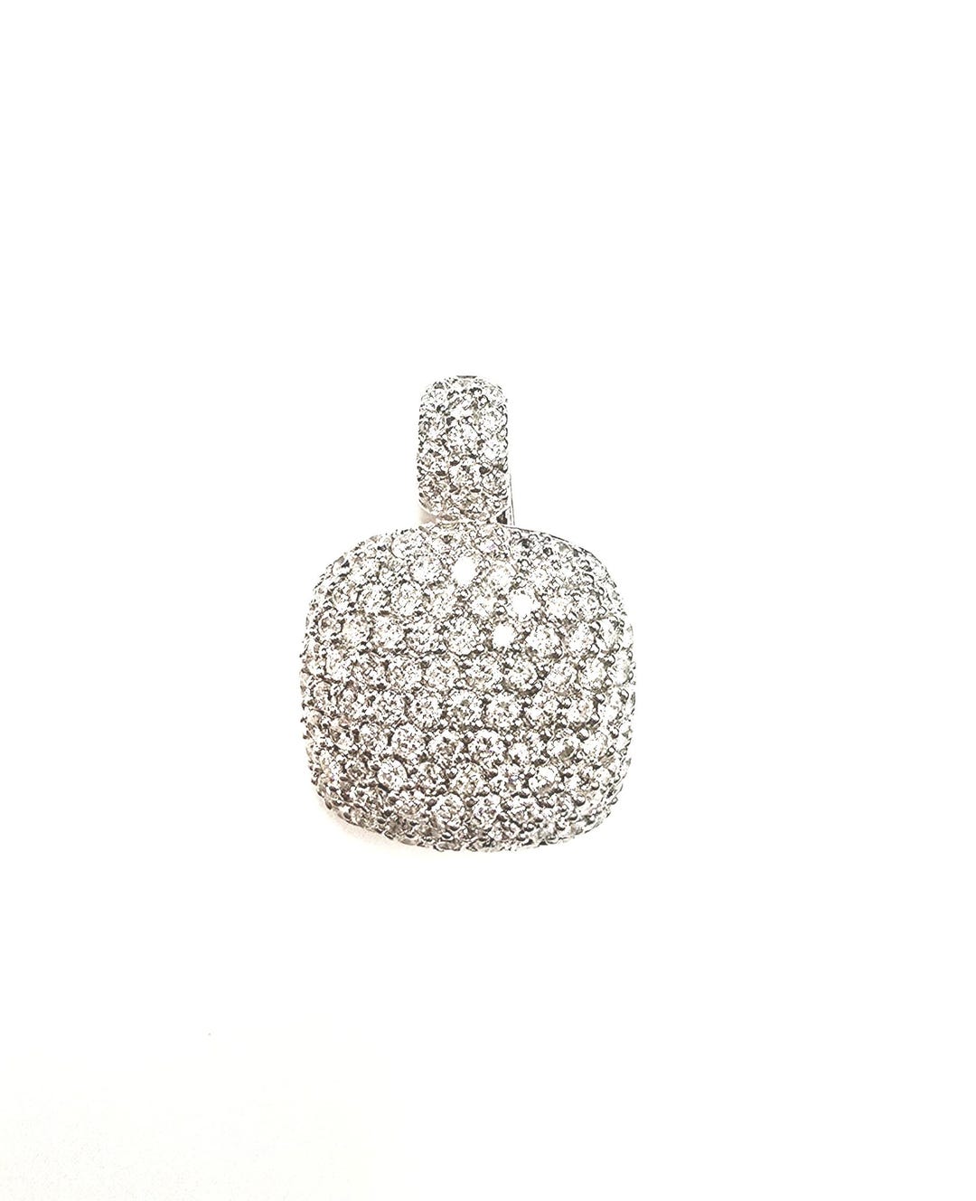 Pavé Puff Diamond Pendant / Enhancer in 18k White Gold - Etsy