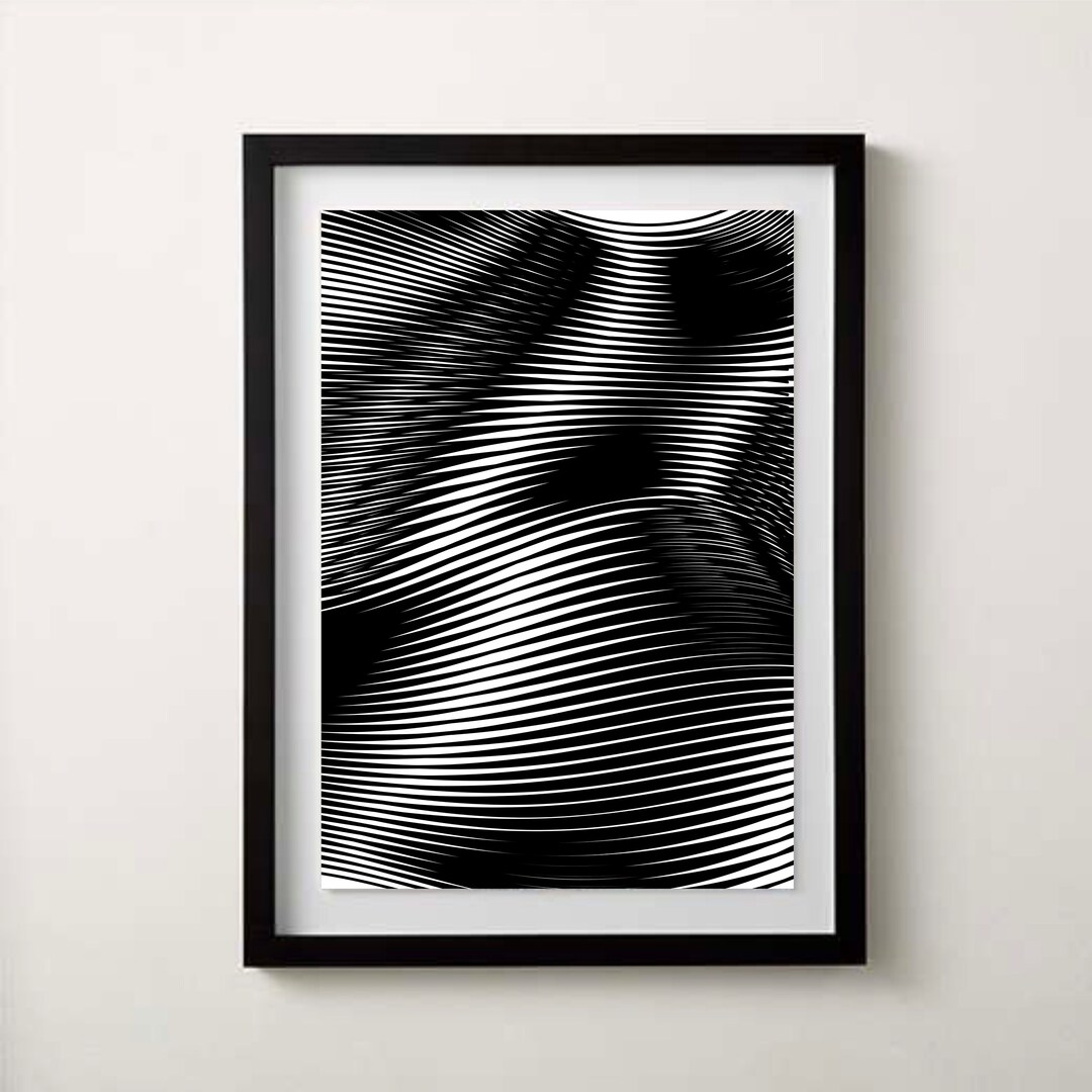Eclectic Illusion Black and White Lines Graphic Trippy Wall Art ...
