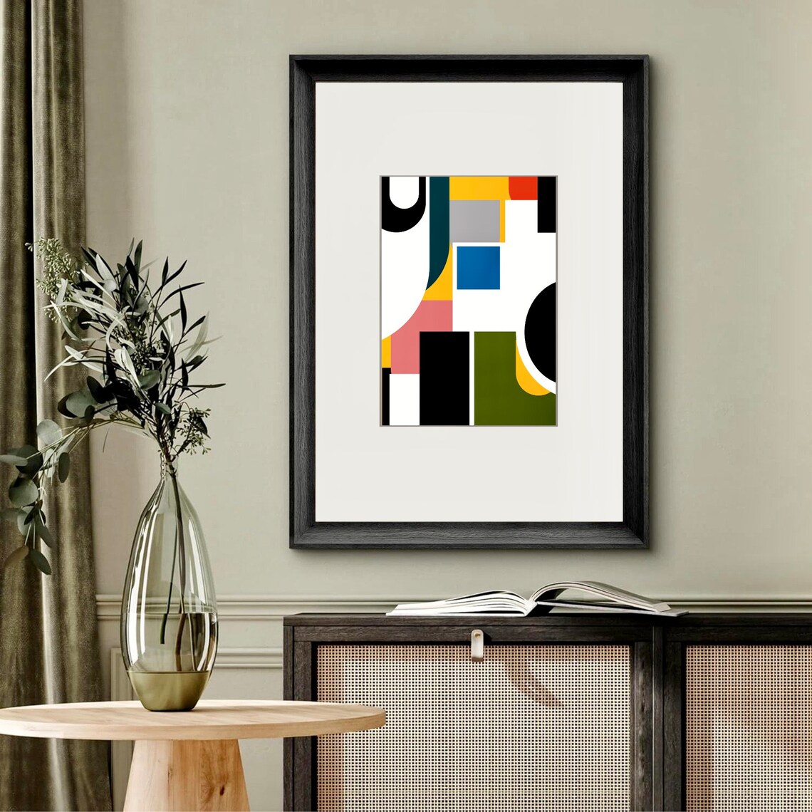 Mid Century Geometric Wall Art Print Download Colorful (title: Block ...