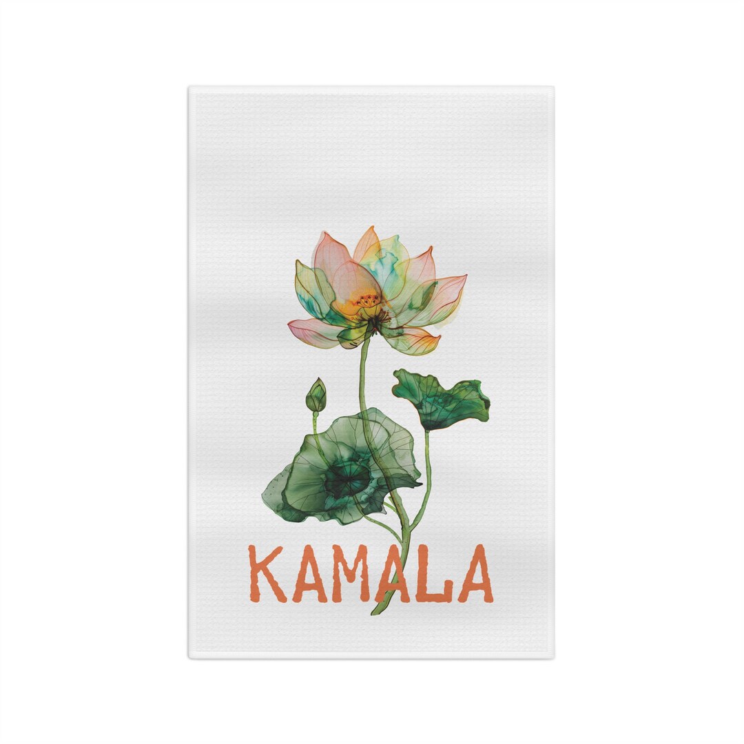 Kamala Harris for President Tea Towel, Lotus Flower Design, Election ...