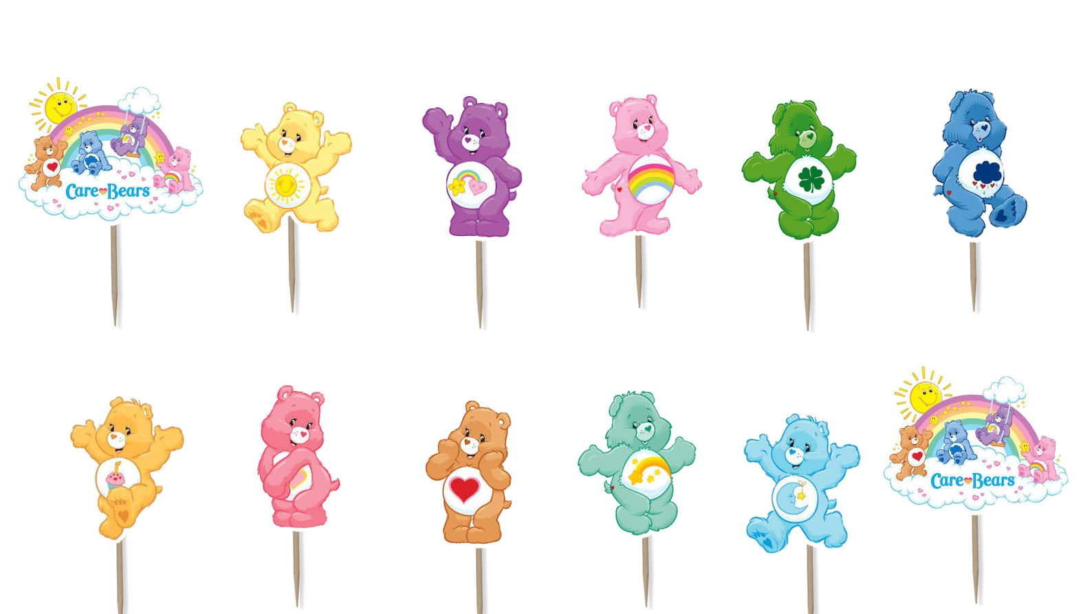 Care Bears Cupcake Toppers 12pc, 24pc, 36pc - Etsy