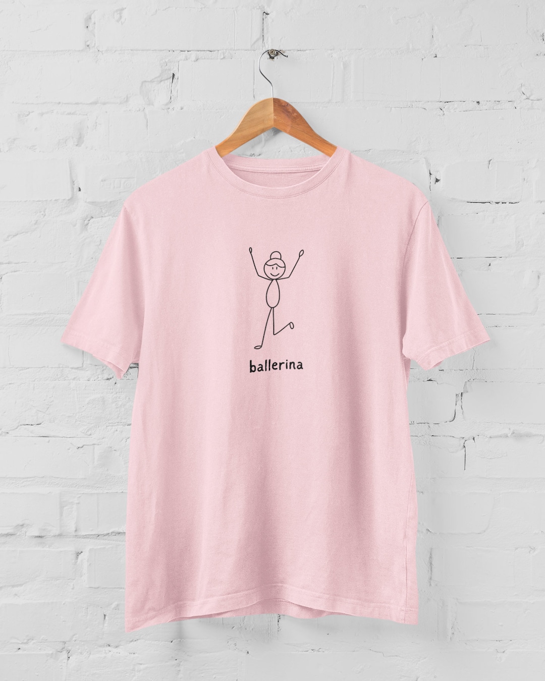 Ballerina Stick Figure Cute Ballet Dancer Gift Pink Dance Unisex Tee T ...