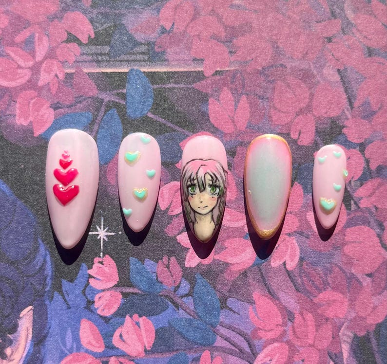 Hashiras Custom Press on Nail Sets, Demon Slayer (giyuu, Obanai, Gyomei ...