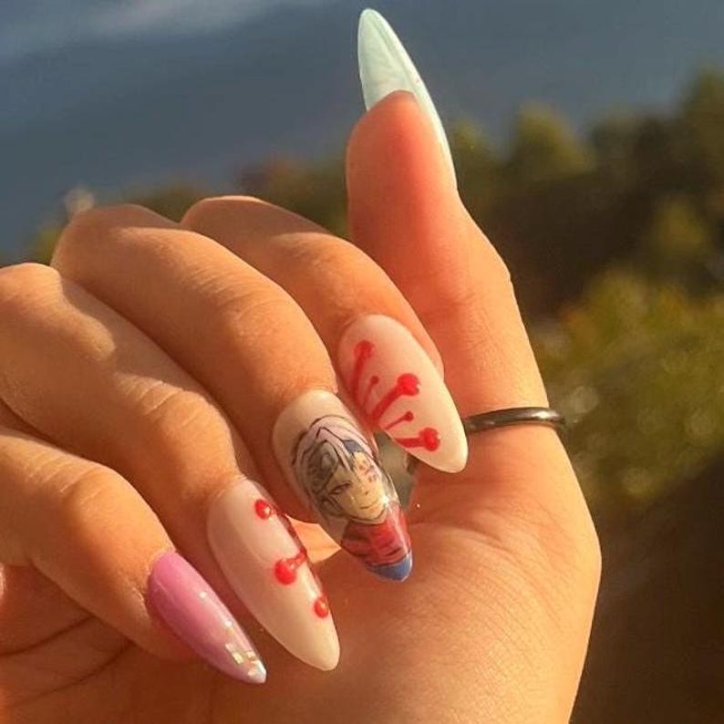 Hashiras Custom Press on Nail Sets, Demon Slayer (giyuu, Obanai, Gyomei ...