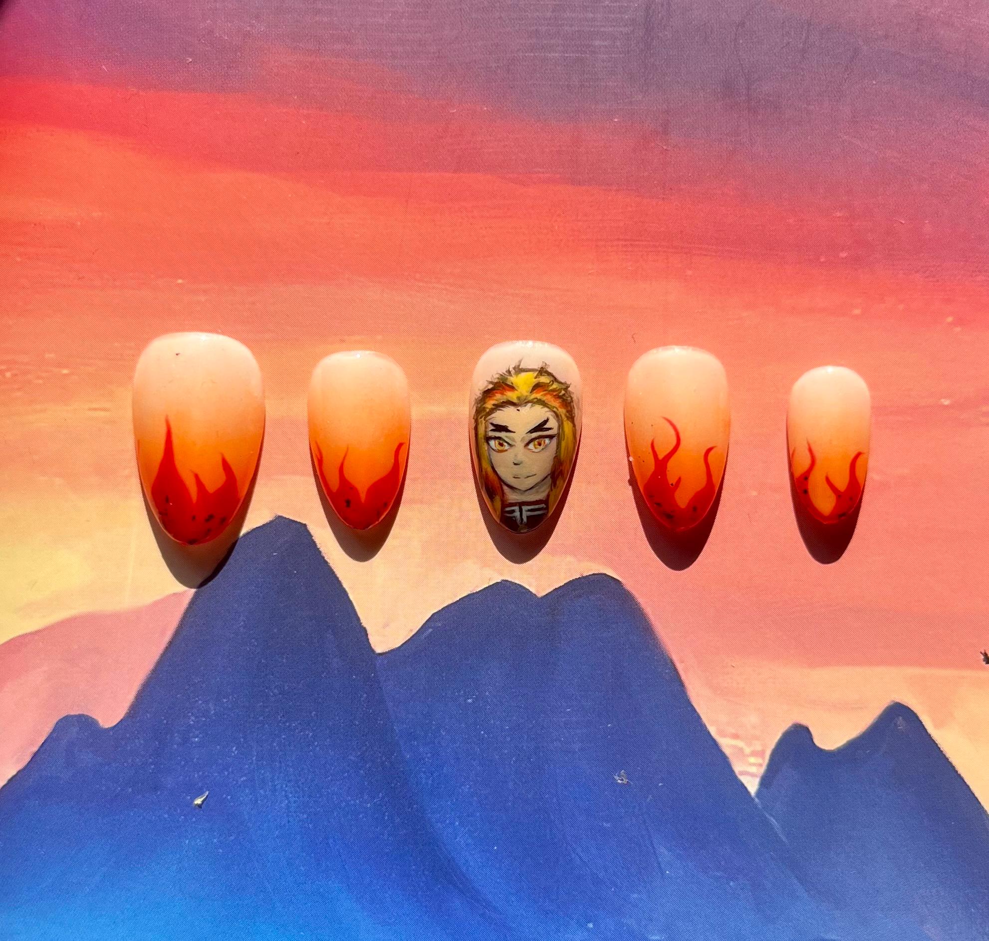 Hashiras Custom Press on Nail Sets, Demon Slayer (giyuu, Obanai, Gyomei ...